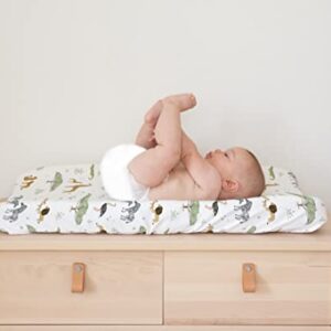 Sorrel + Fern Changing Pad Cover 2-Pack (Safari Adventures) - Premium Fitted Sheets - Buttery Soft Cotton Blend