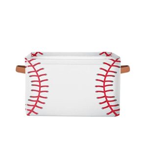 tropicallife baseball laces stitches storage basket ball softball storage bin box toys organizer shelf cube with handles for kids room kitchen office nursery