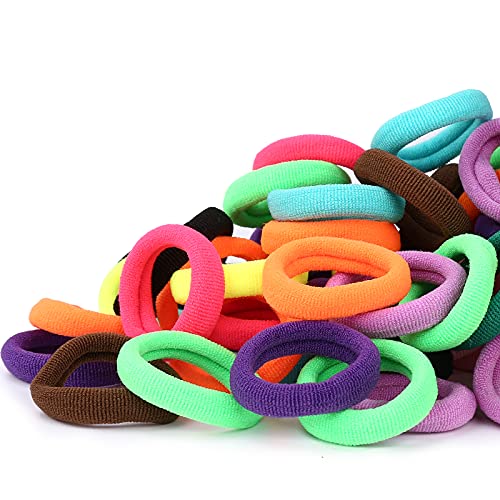 300PCS Toddler Kids Hair Ties – Infant Cotton Baby Hair Ponytail Holders – Tiny Kids Elastic Hair Bands, Enough Soft and No Damage, 1.1 Inch in Diameter, 15 Colors, by Qarwayoc