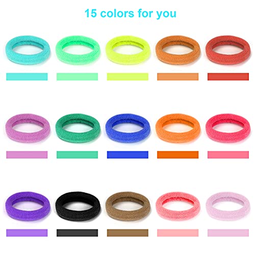 300PCS Toddler Kids Hair Ties – Infant Cotton Baby Hair Ponytail Holders – Tiny Kids Elastic Hair Bands, Enough Soft and No Damage, 1.1 Inch in Diameter, 15 Colors, by Qarwayoc