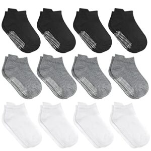 debra weitzner 12 pairs non-slip toddler ankle socks with grips for baby boys and girls anti-slip socks for infant's kids