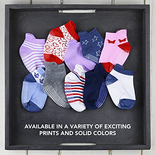 Debra Weitzner 12 Pairs Non-Slip Toddler Ankle Socks With Grips for Baby Boys and Girls Anti-Slip Socks for Infant's Kids