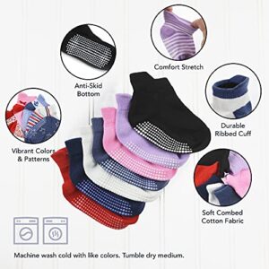 Debra Weitzner 12 Pairs Non-Slip Toddler Ankle Socks With Grips for Baby Boys and Girls Anti-Slip Socks for Infant's Kids