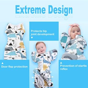 Nearkoi Baby Transition Swaddle Sack,Baby Sleeping Bag with Arms Up Removable Long Sleeve,or Sleeveless,100% Cotton,Baby Sleep Sack for Appease The Baby,Blue,17-22lbs