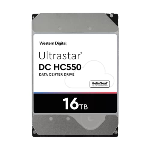 Western Digital 0F38357 Ultrastar DC HC550 3.5" Helium Platform Enterprise Data Hard Disk Drive, 16TB Capacity, 7200RPM, 512MB Buffer