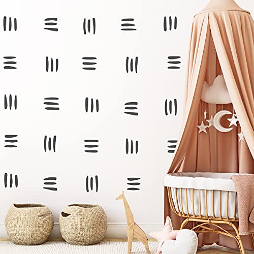 BLACK LINES VINYL WALL DECAL by VieliArte. 48 sets of three stripes each. ROOM DECOR Adhesive DECALS. Original Artist Design hand drawn line stickers for nursery, baby, kids, adults. Modern Nordic office Bedroom Decoration. (Black)