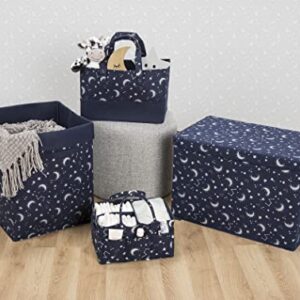 Sammy & Lou Constellation Felt Toy Box; Navy, White; Collapsible; Two Handles; Hinged Lid; 22 in x 14.5 in x 15 in