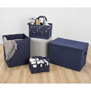 Navy Felt Toy Box; Collapsible; Two Handles; Hinged Lid; 22 in x 14.5 in x 15 in