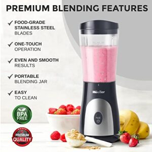 Mueller Personal Blender for Shakes and Smoothies with 15 Oz Travel Cup and Lid, Juices, Baby Food, Heavy-Duty Portable Blender & Food Processor, Grey