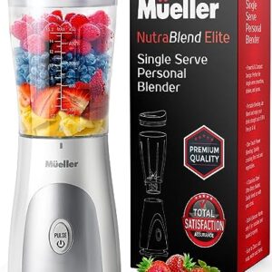 Mueller Ultra Bullet Personal Blender for Shakes and Smoothies with 15 Oz Travel Cup and Lid, Juices, Baby Food, Heavy-Duty Portable Blender & Food Processor, White