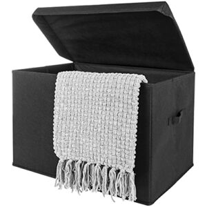 Sammy & Lou Black Felt Toy Box; Collapsible; Two Handles; Hinged Lid; 22 in x 14.5 in x 15 in