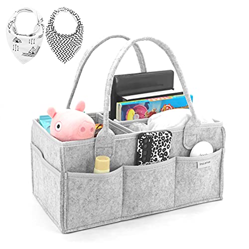 Baby Diaper Caddy Organizer - Diaper Holder for Change Table - Large Organizers - Car Organizer - Storage Basket with Handle for Dresser - Nursery Changing Baskets - Diaper Caddy for Car  (Bundle)