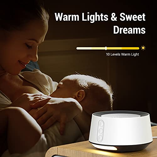 Fitniv White Noise Machine with Adjustable Baby Night Light for Sleeping, 14 High Fidelity Sleep Machine Soundtracks, Timer and Memory Feature, Plug in, Sound Machine for Baby, Adults