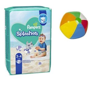 small - splashers swim diapers disposable swim pants, (13-24 lb), 12 count + inflatable pool ball (5 inch)