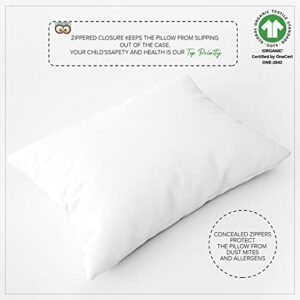 Makemake Organics Organic Cotton Toddler Pillowcase (Set of 2) GOTS Certified Organic Cotton Pillow Cases Zippered (14x19, Bright White)