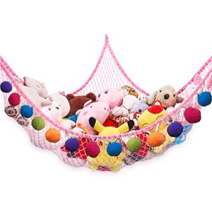 canjoo stuffed animal net, stuffed animal hammock wall hanging mesh toy net hammock for stuffed animals stuff animal toy storage organizer net plush toy corner net holder for kids' play room bedroom