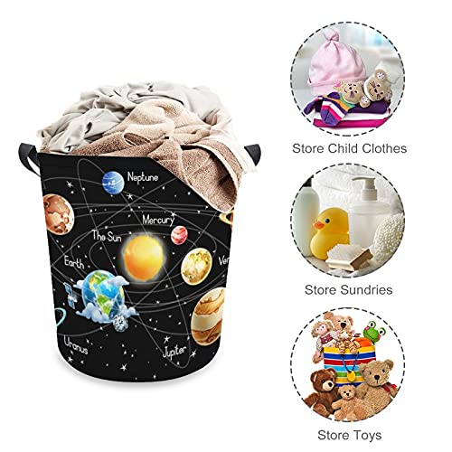 Galaxy Space Solar System Collapsible Laundry Baskets Hamper Large Dirty Clothes Basket with Handles Washing Bins Toys Storage Organizer for Nursery Dorm Bedroom Bathroom