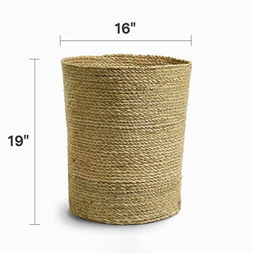 Fab Habitat Extra Large Storage Basket - Handmade, Natural, Seagrass & Jute - Organizer for Blankets, Towels, Pillows, Toys, Laundry, Baby, Kids, Plants, Home Décor - Williamsburg - Ivory XL