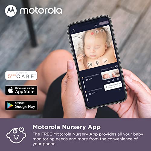 Motorola Baby Monitor - VM855-5 WiFi Video Baby Monitor with Camera and Crib Mount, HD 720p - Connects to Smart Phone App, 1000ft Range, 2-Way Audio, Remote Pan-Tilt, Digital Zoom, Room Temp, Music