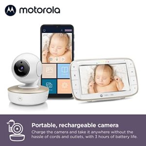 Motorola Baby Monitor - VM855-5 WiFi Video Baby Monitor with Camera and Crib Mount, HD 720p - Connects to Smart Phone App, 1000ft Range, 2-Way Audio, Remote Pan-Tilt, Digital Zoom, Room Temp, Music