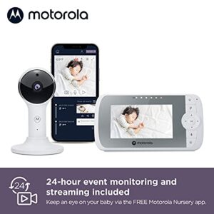 Motorola Baby Monitor - VM64-4.3" WiFi Video Baby Monitor with Camera HD 1080p - Connects to Smart Phone App, 1000ft Long Range, 2-Way Audio, Remote Pan-Tilt-Zoom, Room Temp, Lullabies, Night Vision