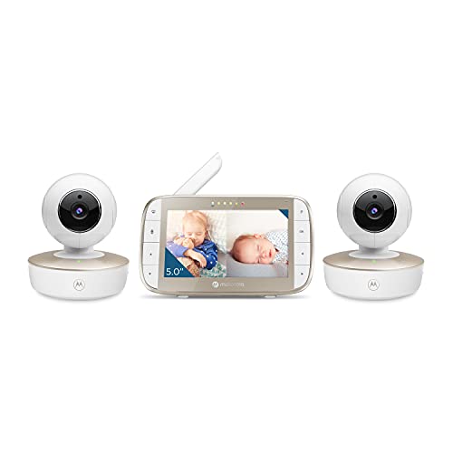 Motorola Baby Monitor-VM50G Video Baby Monitor with 2 Cameras, 1000ft Range 2.4 GHz Wireless 5" Split Screen, 2-Way Audio, Remote Pan, Tilt, Zoom, Room Temperature Sensor, Lullabies, Night Vision