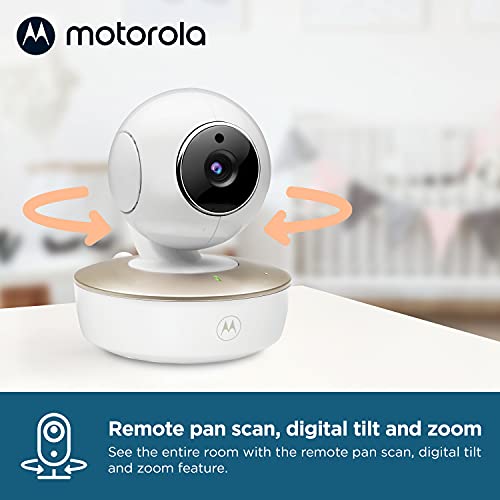 Motorola Baby Monitor-VM50G Video Baby Monitor with 2 Cameras, 1000ft Range 2.4 GHz Wireless 5" Split Screen, 2-Way Audio, Remote Pan, Tilt, Zoom, Room Temperature Sensor, Lullabies, Night Vision