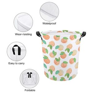 Peach Laundry Storage Basket Waterproof Foldable Laundry Hamper with Handles for Baby Nursery College Dorms Kids Bedroom