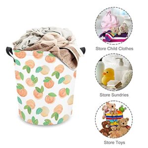 Peach Laundry Storage Basket Waterproof Foldable Laundry Hamper with Handles for Baby Nursery College Dorms Kids Bedroom