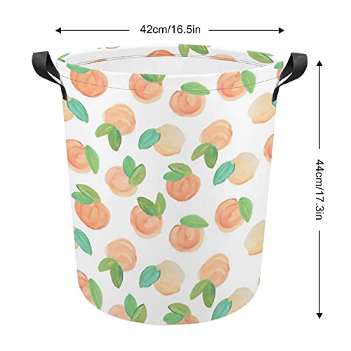 Peach Laundry Storage Basket Waterproof Foldable Laundry Hamper with Handles for Baby Nursery College Dorms Kids Bedroom