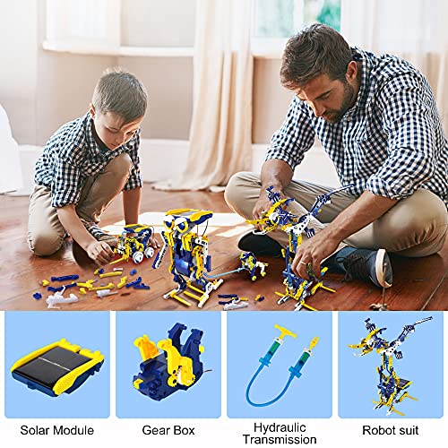 STEM Solar Project Toys 11-in-1, 231 Pieces Solar and Cell Powered 2 in 1, Educational DIY Assembly Kit Science Building Set Gifts for Kids Aged 8+