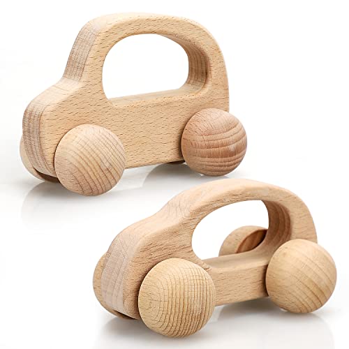 TOY Life Wooden Toys Cars, Montessori Toys for Babies 0-6-12 Months, Baby Rattle Toy Cars for Toddlers 1-3, Wooden Baby Toys for 1 + Year Old, Baby Boy Nursery Decor Natural Wood Rattle Baby Push Cars