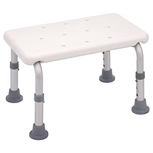 Ginsey RA+ Adjustable Non-Skid Bath Step, White, 300-lb Capacity - Step Stool, Non-Slip, Bathroom, Kitchen, Lightweight