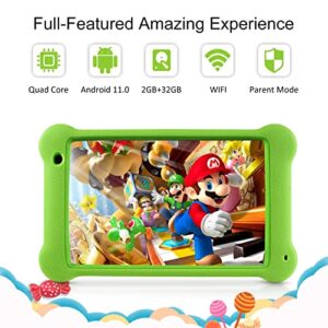 Kids Tablet, 7 inch Eye Protection IPS Screen, 2GB RAM 32GB ROM Toddler Tab, WiFi, Dual Camera,Games, Parental Control Android 11 Tablet for Kids with Kids-Proof Case