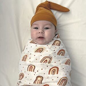 Baby Muslin Baby Swaddle Blanket Rainbow Print, Luxurious, Soft and Silky, 70% Bamboo 30% Cotton 47x47inch，Neutral Receiving Blanket  Receiving Swaddlinget for Boys & Girls