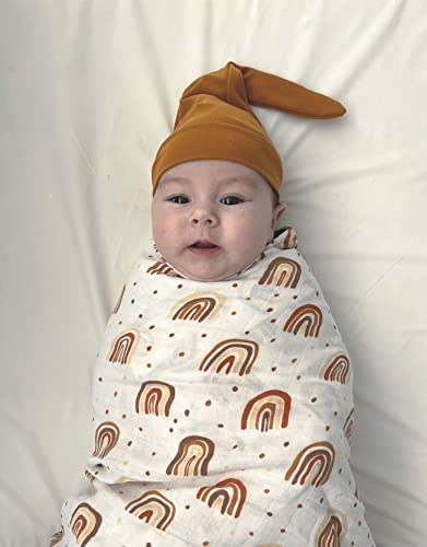 Baby Muslin Baby Swaddle Blanket Rainbow Print, Luxurious, Soft and Silky, 70% Bamboo 30% Cotton 47x47inch，Neutral Receiving Blanket  Receiving Swaddlinget for Boys & Girls