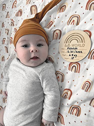 Baby Muslin Baby Swaddle Blanket Rainbow Print, Luxurious, Soft and Silky, 70% Bamboo 30% Cotton 47x47inch，Neutral Receiving Blanket  Receiving Swaddlinget for Boys & Girls