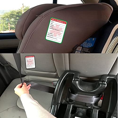 Infant Emergency Contact Sticker - (Pack of 24) 4" x 3" Child Medical Information ICE Stickers for Kids Vehicle Baby Car Seats Windows