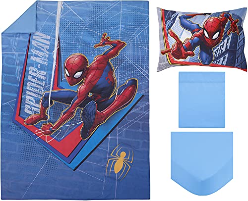 Crown Crafts Infant Products Marvel Spiderman 4 Piece Toddler Bedding Set