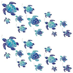 24 pieces sea turtle wall decals ocean bathroom decor stickers beach sea turtle wall stickers waterproof turtle bubbles ocean for kids home bathroom living room toilet nursery pool party decoration