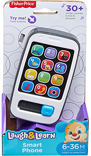 Fisher-Price Baby Learning Toy, Laugh & Learn Smart Phone, Electronic Toy with Lights and Music for Babies and Toddlers, Gray