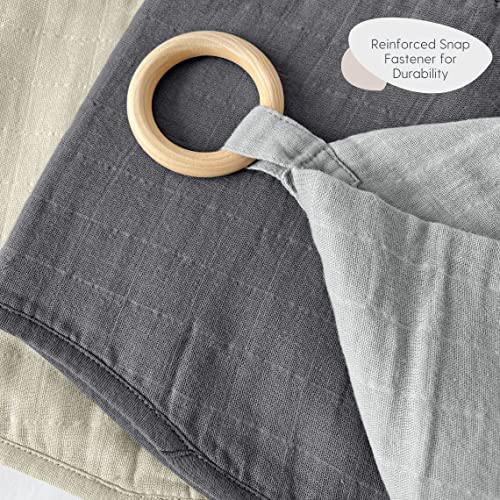 MOZAH Muslin Pacifier Lovey Blanket - Organic Security Blanket Lovies for Babies Lovey Pacifer Holder (Belgian Grey)