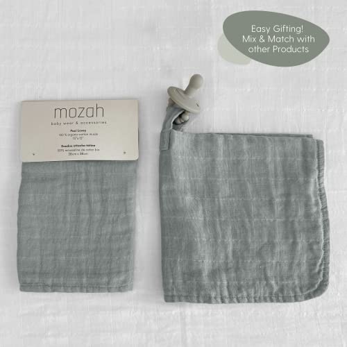 MOZAH Muslin Pacifier Lovey Blanket - Organic Security Blanket Lovies for Babies Lovey Pacifer Holder (Belgian Grey)