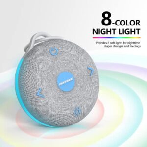 Portable White Noise Machine Baby with 17 Soothing Sounds | 8 Night Lights | USB Rechargeable | Travel Size for Sleeping & On The Go - Nursery Babies Kids