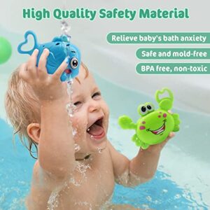 ZEAGUS Bath Toys Set for Toddlers 1-3, Bath Toy Storage Bag Hooks,Baby Bathtub Toys with 36 Letters and Numbers,Shower Toys Bath Time with 3 Fishing Toys and Water Gun Floating for Baby Pool Toys