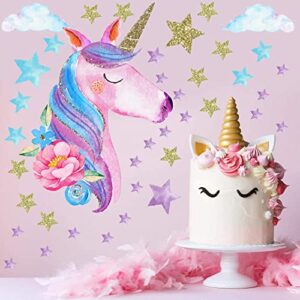 Unicorn Wall Decals Stickers for Gilrs Room,Rainbow Unicorn Room Stickers Decors for Baby Girls Room