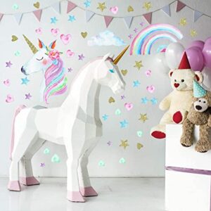 Unicorn Wall Decals Stickers for Gilrs Room,Rainbow Unicorn Room Stickers Decors for Baby Girls Room