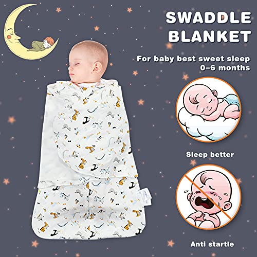 Ftikvo Swaddle-Blanket Baby Girl & Boy Swaddles Newborn Infant Transition Safe Wrap Blankets 100% Cotton Breathable (Dinosaur, 3-6 Month)