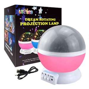 DEVRNEZ Kids Star Night Light Projector 360 Degree Rotating Moon Star Nightlight for 2-12 Year Old Baby Girls&Boys Gifts Night Lights for Nursery Children Room|Party|Birthday Gift Decor Toys (Pink)