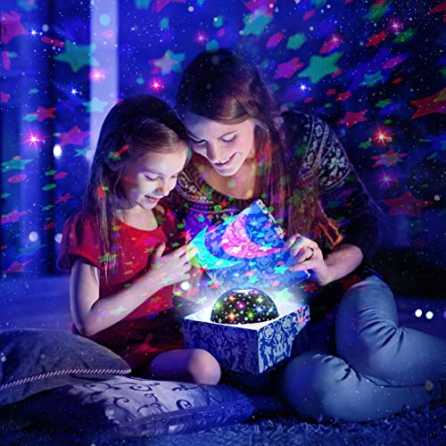 DEVRNEZ Kids Star Night Light Projector 360 Degree Rotating Moon Star Nightlight for 2-12 Year Old Baby Girls&Boys Gifts Night Lights for Nursery Children Room|Party|Birthday Gift Decor Toys (Pink)